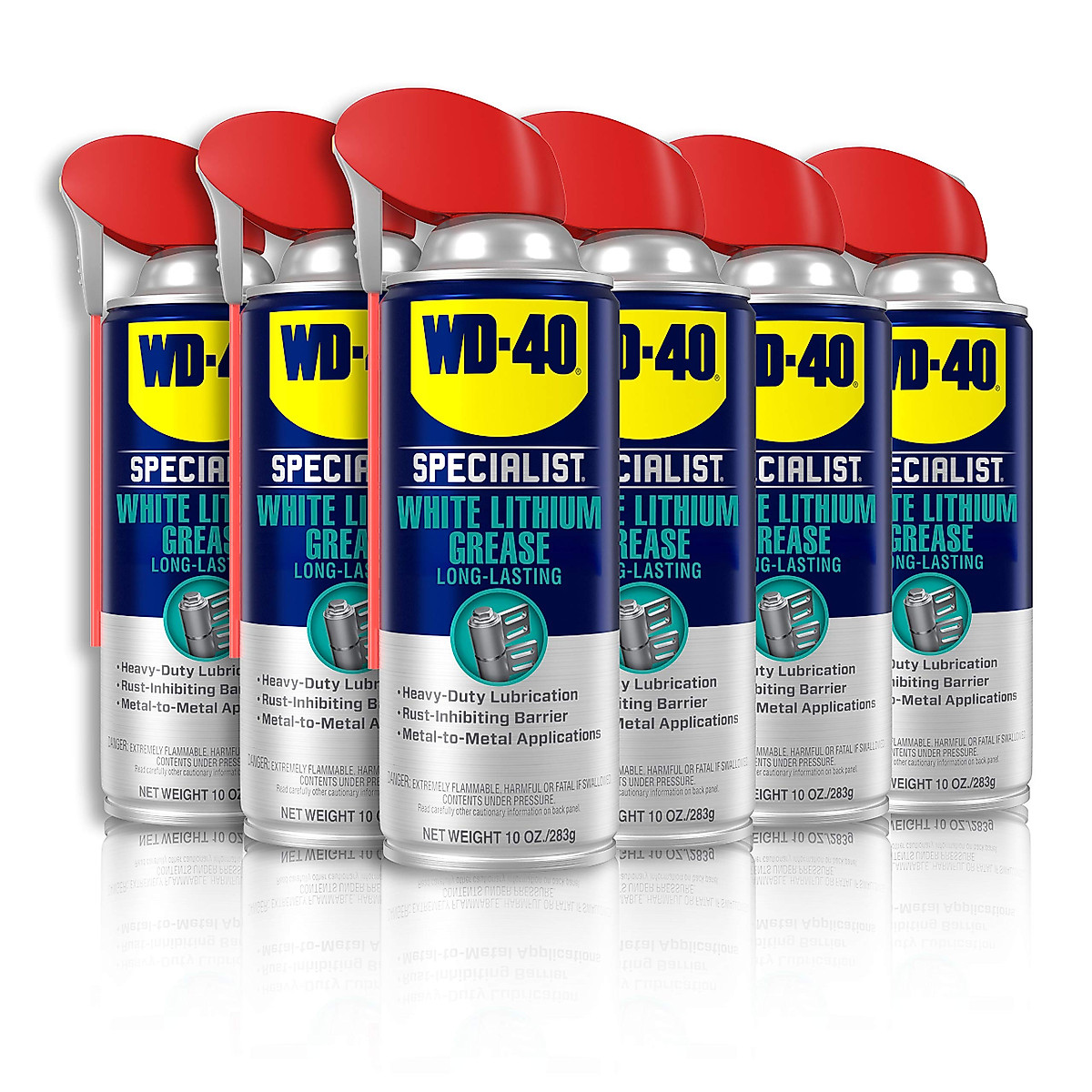 WD-40 Specialist White Lithium Grease Spray with Smart Straw Sprays 2 Ways, 10 OZ [6-Pack] & Specialist Silicone Lubricant with Smart Straw Sprays 2 Ways, 11 OZ
