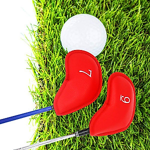 HISTAR Golf 10pcs Thick Synthetic Leather Golf Iron Head Covers Set Headcover Fit All Brands Titleist, Callaway, Ping, Taylormade, Cobra, Nike, Etc