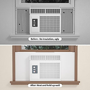 Window Air Conditioner Side Insulated Panel, WinterSummer Winter Heat and Draft Insulating,Insulation Foam Material,Equipped with 4 Edge Banding Strips 02 (WHITE)