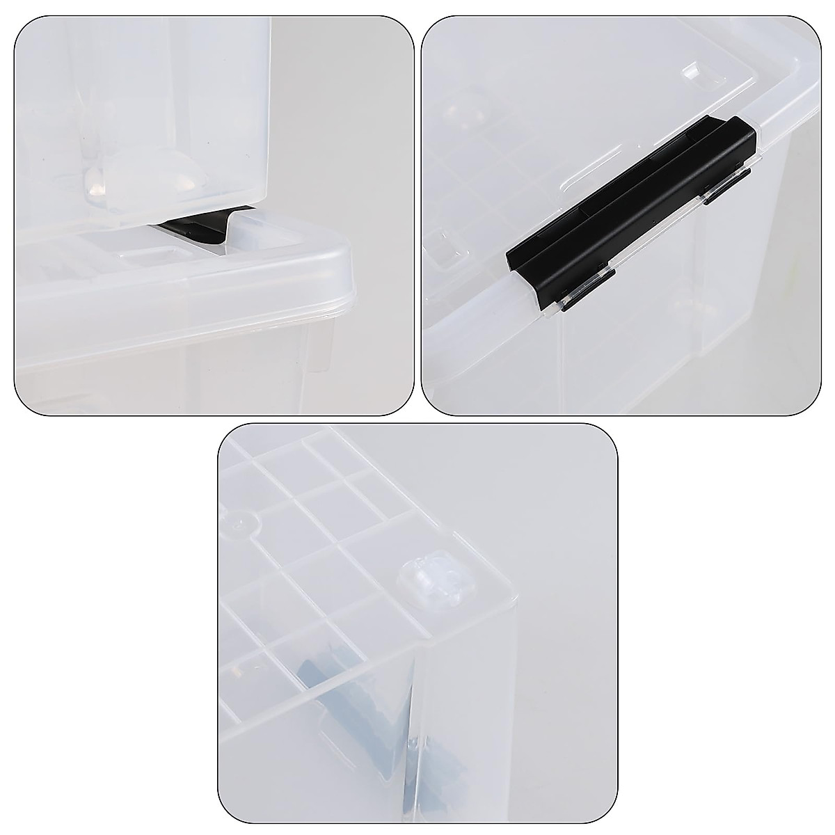 Vadidiya 35 Quart Clear Latch Storage Box with Wheels, 4-Pack Clear Plastic Storage Boxes with Lids