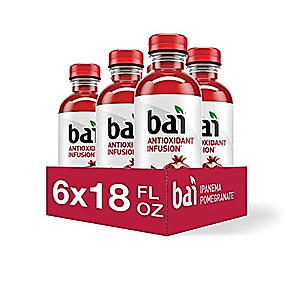 Bai Flavored Water, Ipanema Pomegranate, Antioxidant Infused Drinks, 18 Fluid Ounce Bottles, 6 Count