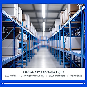 Barrina 4FT LED T8 Type B Light Tube, 24W, 3100LM, 6000K Bright Light, Ballast Bypass, 4 Foot T8 Fluorescent Replacement Tube, Dual-End Powered, T8 T10 T12 LED Replacement, Frosted Cover, 16 Packs