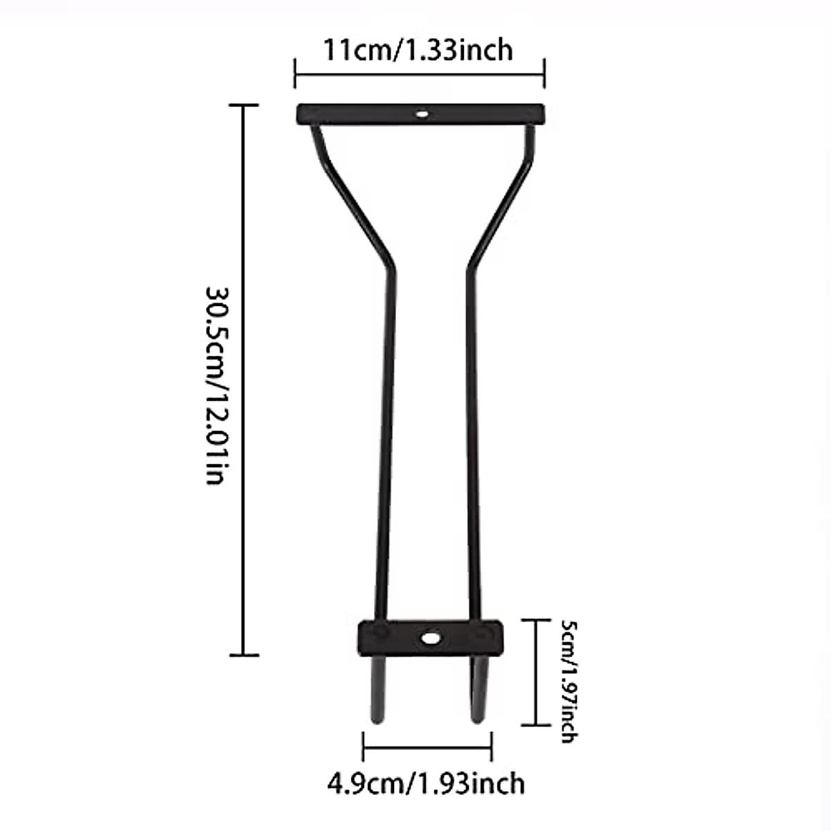 Dianoo 30.5cm Black Wine Glass Rack, Wine Glass Holder Under Shelf, Stemware Rack Under Cabinet, 1 Row