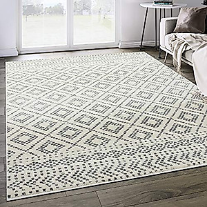 Abani Rustic Grey & Ivory Classic Area Rug, Moroccan Design Medallion Symmetrical 6' x 9' Living Room Carpet Rugs