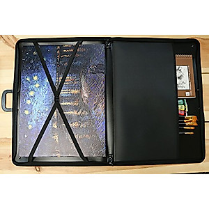 LOKATSE HOME Big Art Portfolio Case Artist Artwork Carrying Bag with Shoulder Strap A2 Size Waterproof Portfolio Folder for Sketching (28 x 20.5 Inches), Black