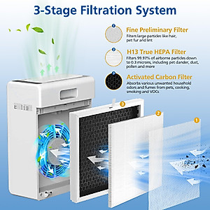 E-300L Replacement Filter Compatible with MOOKA and MOOKA FAMILY E-300L Air Purifier for Large Room, H13 True HEPA Filter, 3-Stage Filtration System, 2 Pack