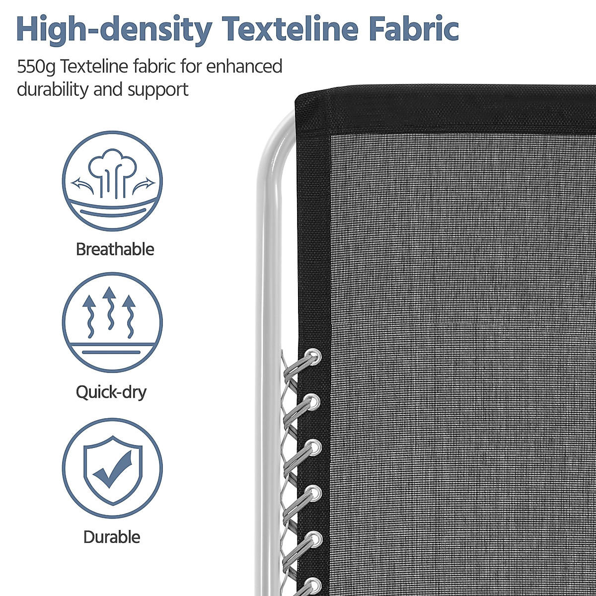 Yaheetech 29in Zero Gravity Chair, Foldable Premium Reclining Lounge Recliner w/Removable Pad & Pillow & Side Accessory Tray for Indoor and Outdoor Gray 1PCS