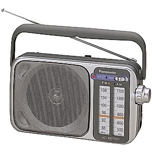 Panasonic Portable Radio AM/FM Battery Powered Electric with LED Tuning Indicator | 5 Core Radio, Best Sound and Reception, Small Size, Plug Option | Includes 4 AA Batteries and Cleaning Cloth