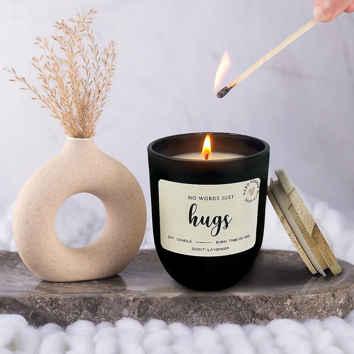 Sympathy Gifts for Loss of Loved One - No Words Just Hugs Candles,Lavender Scented Candle 12OZ, Get Well Soon, Thinking of You Gift, Bereavement Gift for Women Men, Miscarriage Gift for Mother