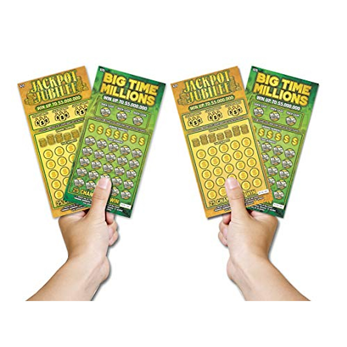 Larkmo Prank Gag Fake Lottery Tickets - 8 Total Tickets, 4 of Each Winning Ticket Design, These Scratch Off Cards Look Super Real Like A Real Scratcher Joke Lotto Ticket, Win 10,000 or $50,000