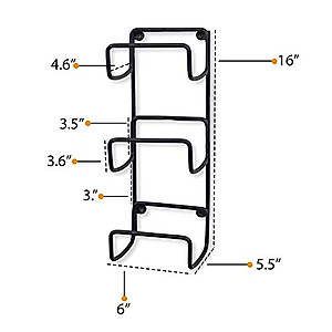 Wallniture Boto Towel Rack for Bathroom Wall Decor, Wrought Iron Organization and Storage Unit, Wall Mount Towel Holder, 3 Sectional, Black