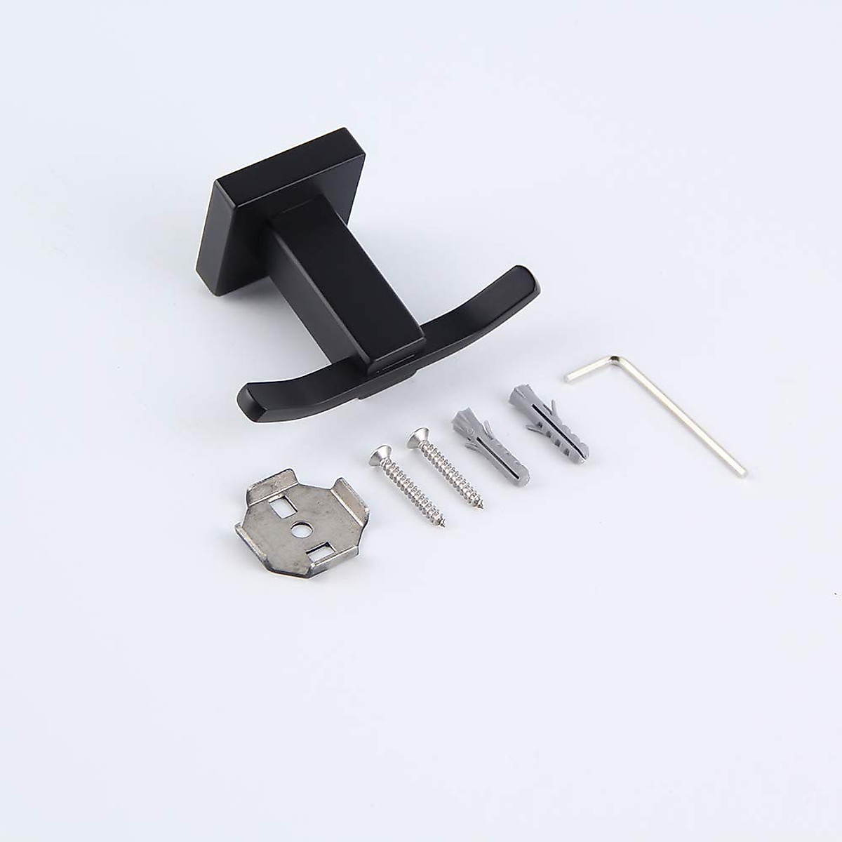 GERZWY Bathroom Matte Black Coat Hook SUS 304 Stainless Steel Double Towel/Robe Clothes Hook for Bath Kitchen Contemporary Hotel Style Wall Mounted 2 Pack EG1508-BK