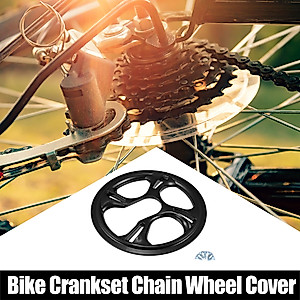 X AUTOHAUX 2pcs 48 Teeth 12cm 4 Holes Bicycle Bike Crankset Chain Wheel Cover Protection Chain Wheel Protective Cover Black