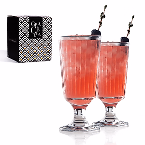 Grace Era Cocktail Glasses Set Premium Glassware Set for Pina Colada, Large Shrimp Cocktail, Margaritas, Ideal for Refreshing Hurricane Cocktail, Goblet Thick Bottom for Coronaritas Set of 2-8oz