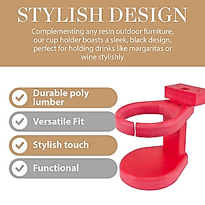 Southern Homewares Adirondack Chair Cup Holder Attachment, Durable Poly Lumber, Adjustable, Ideal for Your Polywood Outdoor Furniture, Red