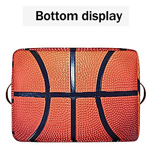JXDXHCW Sport Ball Basketball Lace Storage Basket Cube Collapsible Canvas Sport Print Storage Bin for Organizing Shelves, Pantry, Closet, Girls Room, Clothes, Toys