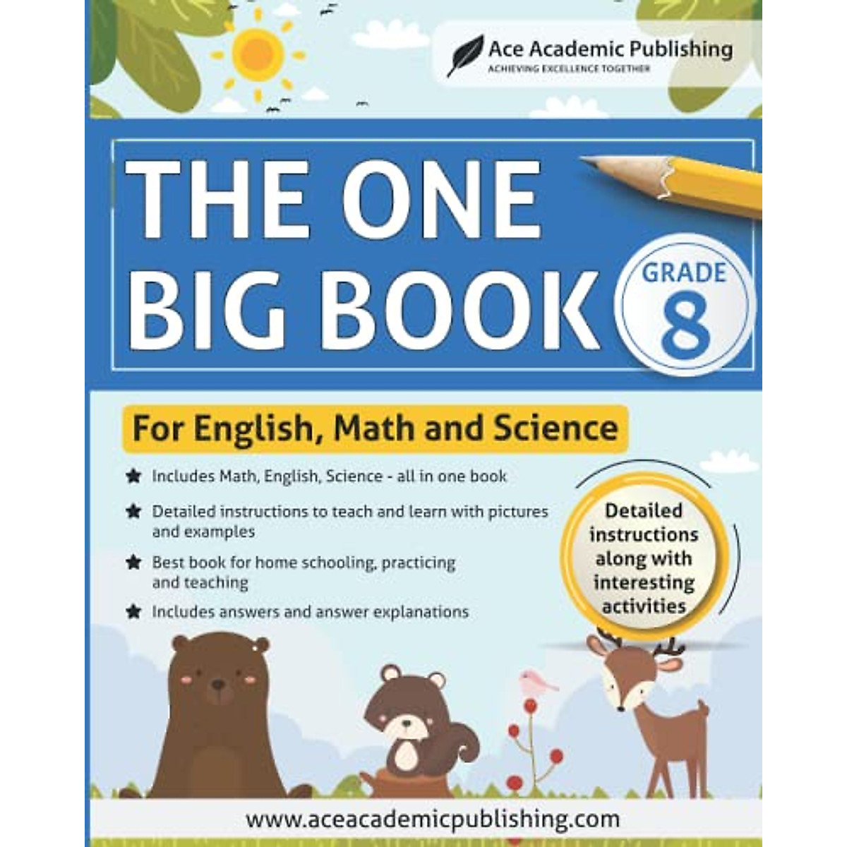 The One Big Book -Grade 8: for English, Math, and Science: Black and White Edition