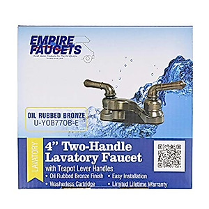 Empire Faucets RV Lavatory Faucet - 4 Inch Bronze Bathroom Faucet for RV Sink, Water Saving Aerator and Teapot Handles