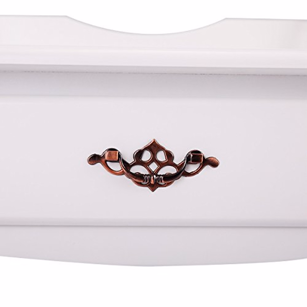 Tidyard Vanity Table and Chair Set, Makeup Dressing Table with Mirror and Large Drawer, Thick Padded Stool - White