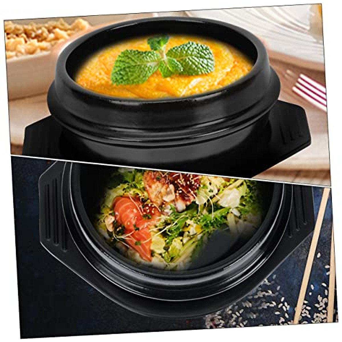 Yardwe 1 Set Korean Miso Soup Pot Korean Stone Pot Soup Pot with Lid Induction Stock Pot Earthen Pot Ramen Noodle Pot Induction Stew Pot Practical Stew Pot Ceramic Kitchen Cooking Pot Pan