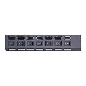 CUJUX USB Power Adapter 7 Port Multiple Expander 2.0 USB Hub with Switch for PC Multi-Interface (Color : Black)