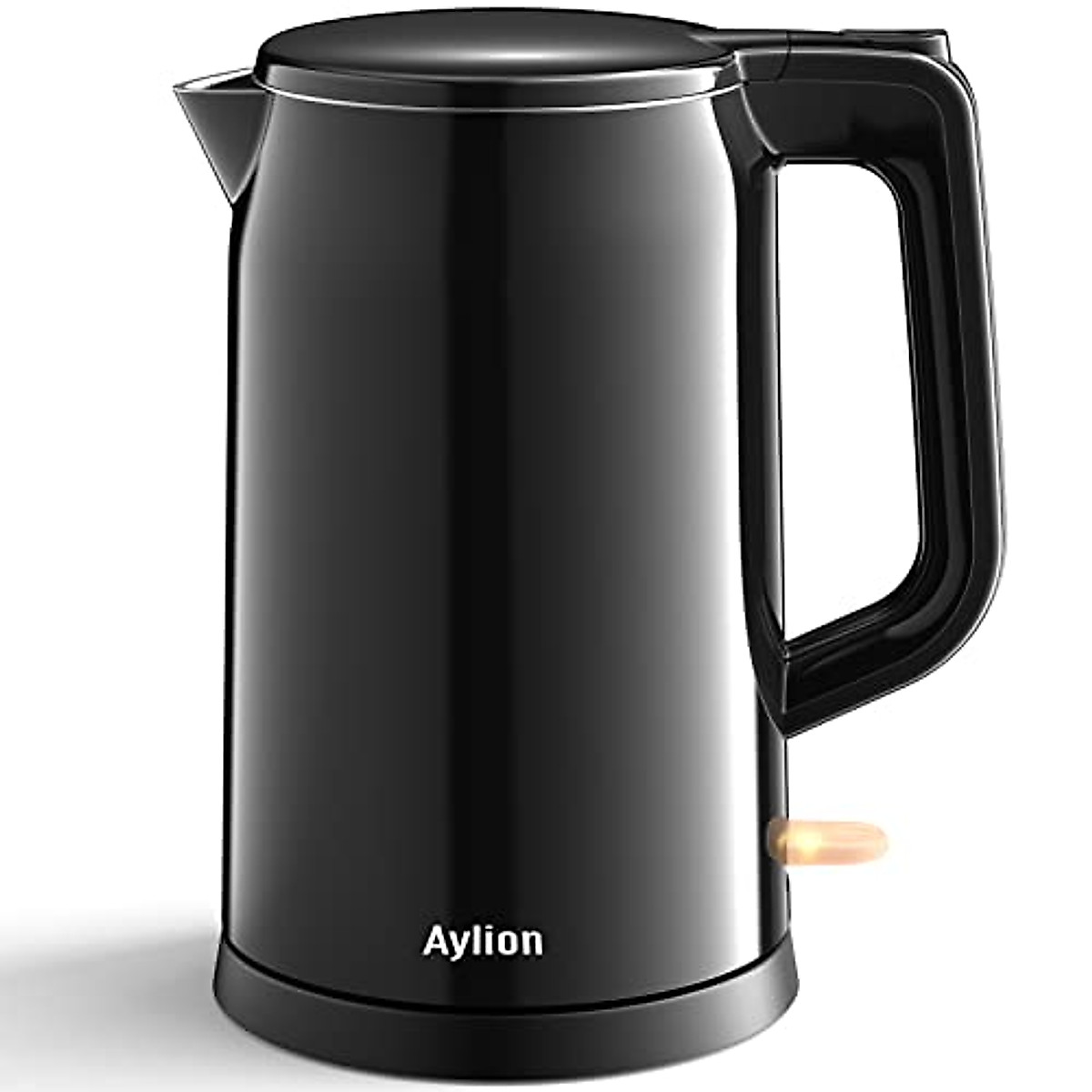 Electric Kettle 1.7L, Aylion 100% Stainless Steel Interior Double Wall Electric Tea Kettle, 1500W Fast Heating, Auto Shut-Off & Boil Dry Protection, BPA Free, LED Indicator, Black
