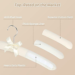 Padded Clothing Hangers - Premium Fabric Hangers for Coat, Sweater, Wedding Dress, Bride, Closet - Upgraded Heavy Duty Sweater Clothes Hangers - Pack of 10