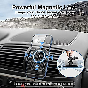 Magnetic Car Mount Charger Compatible with MagSafe, BIUBLE 15W Car Charger - Phone Mount Air Vent Phone Holder Compatible with iPhone 13/13 Pro/13 mini/13 Pro Max/12/12 Pro/12 mini/12 Pro Max