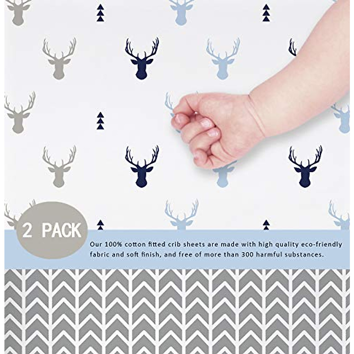 OptimaBaby Woodland Crib Sheets, Deer Fitted, 2 Count
