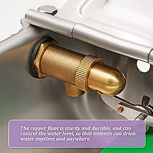 KHEARPSL Automatic Water Bowl with Brass Float Valve, Drain Hole and Hose, Stainless Steel Dog Water Bowl Livestock Waterer for Cattle Pig Goat Dog