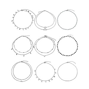 BBTO 9 Pieces Women Girls Layered Choker Necklace Sliver Layered Pendant Choker Jewelry Set (Style 1)