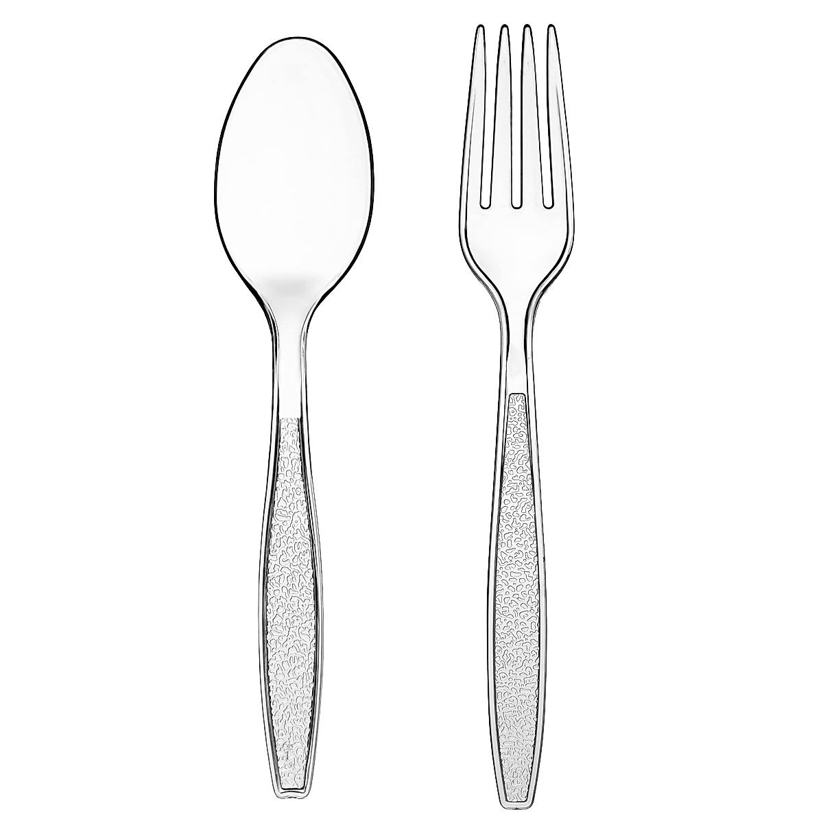 Clear Plastic Cutlery Set - (Bulk Pack 360 Pcs) Disposable Plastic Utensils Heavy Duty, 180 Plastic Forks and 180 Spoons, Silverware Sets for Party Supplies, Dinners, Take-Out, Catering, Food Services