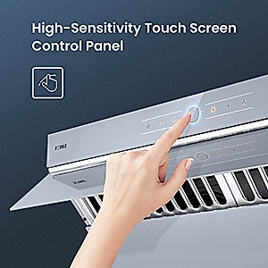 FOTILE JQG7501.G 30" Range Hood | Unique Side-Draft Design for Under Cabinet or Wall Mount | Modern Kitchen Vent Hood | Powerful Motor | LED Lights | Silver Grey Tempered Glass Surface