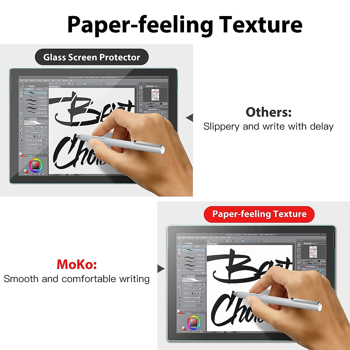 MoKo PET Matte Screen Protector Fit Surface Go 4 2023 / Go 3 2021 / Go 2 2020 / Go 2018, Write, Draw and Sketch with The Surface Pen Like on Paper, Anti Glare Film for Microsoft Surface Go, Clear
