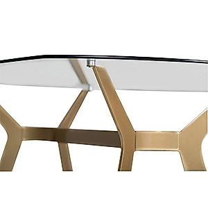 Studio Designs Home Archtech Modern Glass Desk/Dining Table, 48", Gold/Clear Glass