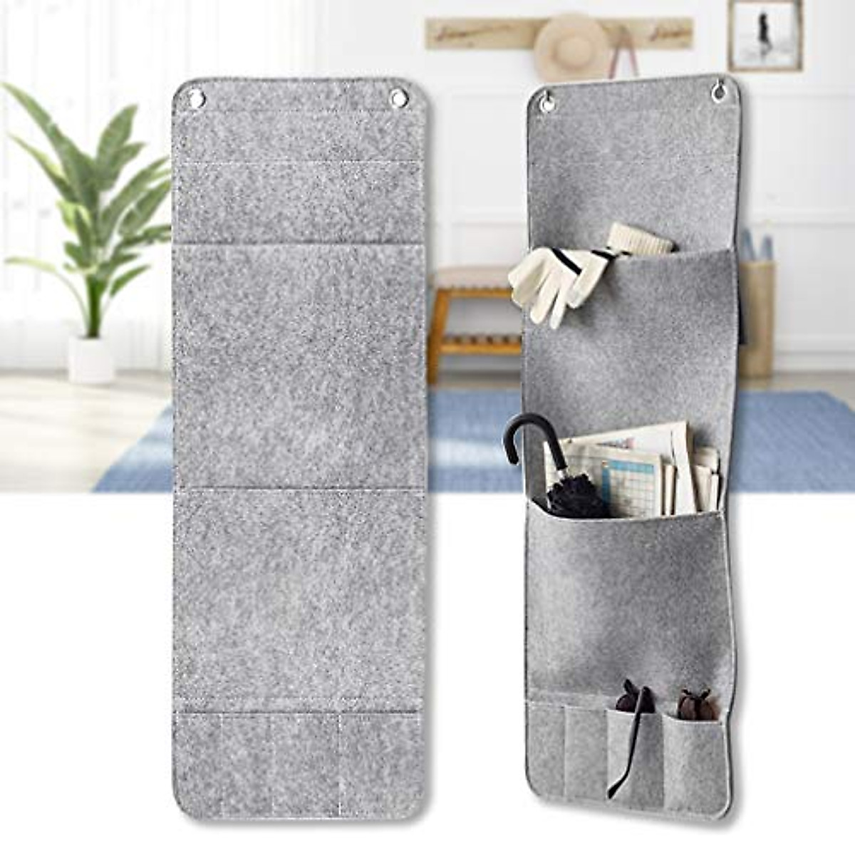 DearanswerIce Wall Closet Hanging Storage Bag Fabric Over Door Organizer Hanging Storage Pouches with 3 Pockets for Bedroom Bathroom