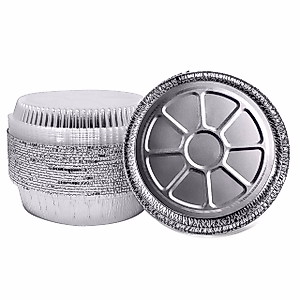 20 sets of 7-Inch Round Foil Pans with Plastic Dome Lids, Disposable Aluminum Pan for Roasting, Baking, or Cooking
