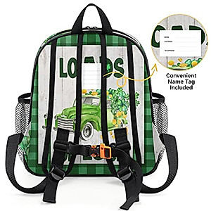 YPPAHHHH Toddler Backpack St Patricks Quote Loads Of Luck Kids Backpacks for Boys Girls Preschool Bags with Chest Strap and Names Tag, Lightweight Nursery Rucksack