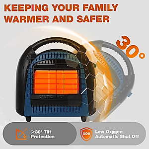 BLUU Propane Heater for Outdoor and Indoor Use 10,000 BTU with Thermostat, Portable Tent Heaters for Camping, Patio, Garage, Tip-Over & Overheat Protection for Safe CSA Compliance (Orange)