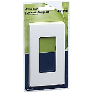 Leviton 80301-SW 1-Gang Decora Plus Wallplate Screwless Snap-On Mount (2 Pack, White)