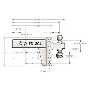 Bulletproof Hitches 3.0" Adjustable Extreme Duty (36,000lb Rating) 4" Drop/Rise Trailer Hitch with 2" and 2 5/16" Dual Ball (Black Textured Powder Coat, Solid Steel)