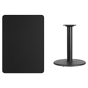 Flash Furniture 30'' x 42'' Rectangular Black Laminate Table Top with 24'' Round Table Height Base