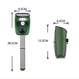 BUGG OFF - Ultrasonic Sound & Led Light Flashing Solar Powered Animial Repeller, Plug-in or Battery Powered, Adjustable sensetivty & Strength,Safe & Effective Option for Wild Animials (1 Pack)