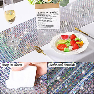 durony 2 Pack Disco Party Table Runner Mirror Silver Laser Glitter Foil Tablecloth with Sparkle Sequin Table Cover for Bachelorette Party 70s Party Disco Cowgirl Party Decorations