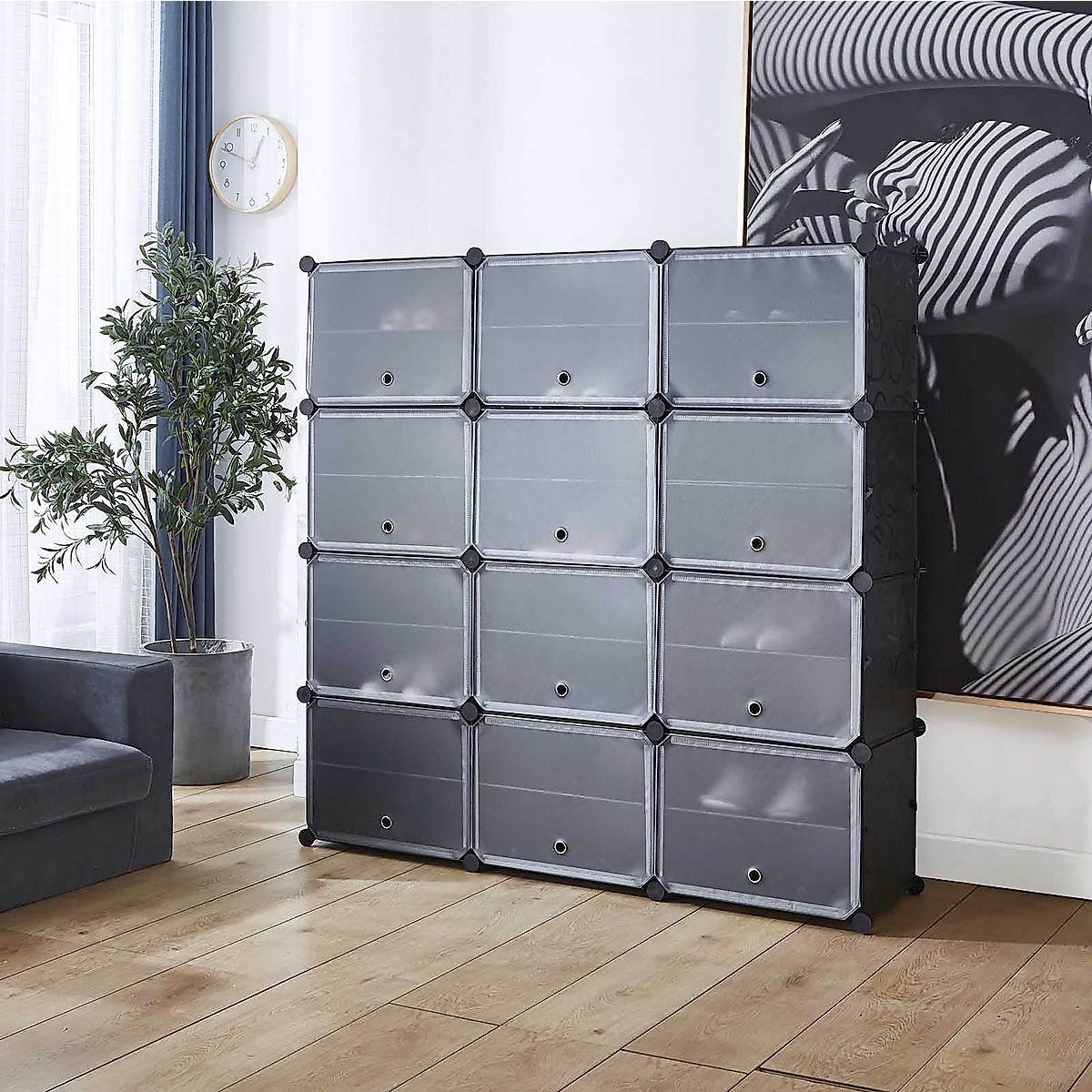 CAMORSA Portable Shoe Rack Organizer, 3x8 Tier Storage Shoe Cabinet for 48 Pair, Shoe Organizer for Heels, Boots, Slippers