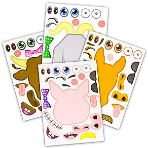 24 Make A Zoo Animal Sticker Sheets - Zoo and Safari Theme Birthday Party Favors - Fun Craft Project for Children 3+ Let Your Kids Get Creative & Design Their Favorite Animal Sticker!
