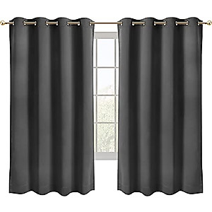 Utopia Bedding Blackout Curtains for Bedroom Grommet Window Curtains 63 Inch Length 2 Panels Thermal Insulated Drapes for Living Room (Grey, 52W x 63L Inches)