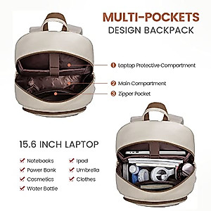 LOVEVOOK Large Travel Laptop Backpack Women,17.3 Inch Water Resistant Travel Backpack,Work Computer Back Pack for Business Daypack,Khaki