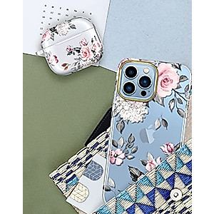 RXKEJI AirPods 3 Case Cover, Rose Flower Clear Case Cute Protective Soft Shockproof Cover with Keychain for Women Girls Compatible with AirPods 3rd Generation Case - Pink