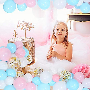Tatuo 112 Pieces Baby Blue Pink Balloon Arch Kit Gender Reveal Balloon Garland for Baby Shower Wedding Birthday Party Decorations